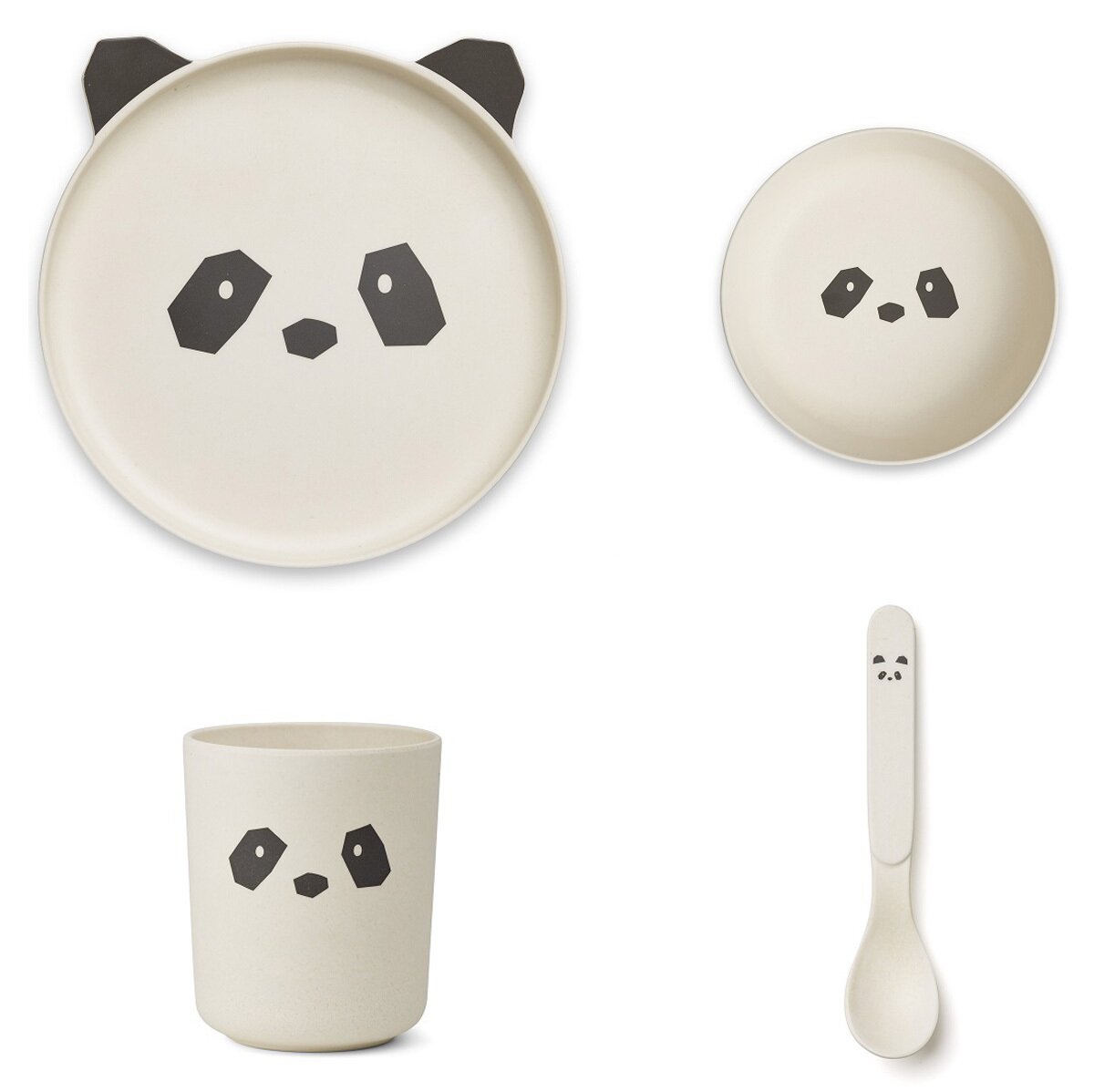 Liewood Set de Vaisselle Panda - Crème de la Crème - Coffret repas Liewoo - Kadolog