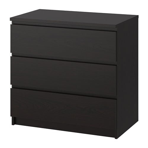 MALM Commode 3 tiroirs Brun noir 80 x 78 cm - IKEA - Kadolog