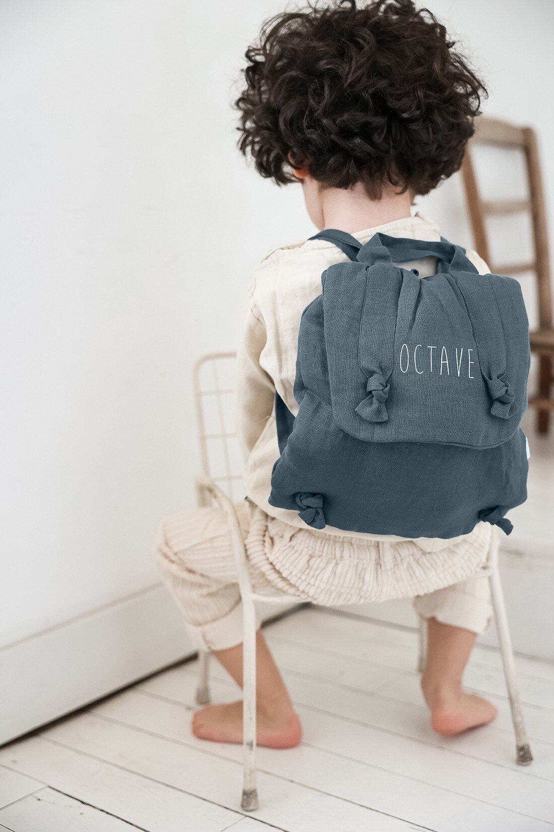 Sac à dos en lin personnalisé avec son prénom - Kadolog