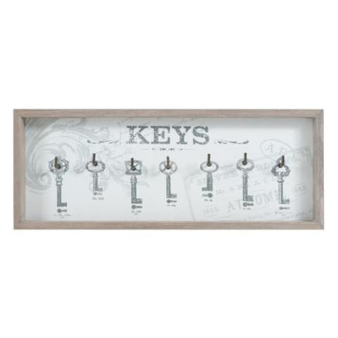 Tableau à clés en bois gris 16 x 41 cm HOME KEYS | Maisons du Monde ...